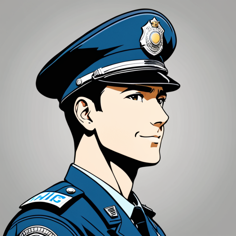 Smiling Policeman. Profile view. Anime style. Light hair. lined flat ...