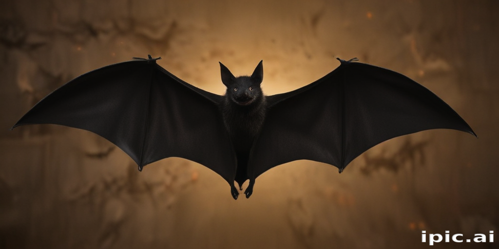 A Majestic Black Bat Gliding Gracefully Against a Dark, Mysterious ...