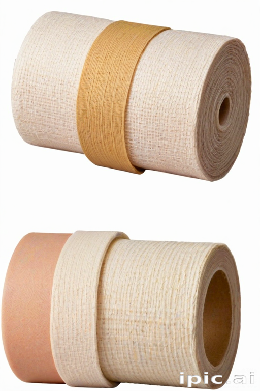 Two Rolls of Decorative Paper Wrapped in Colorful Bands for Crafting
