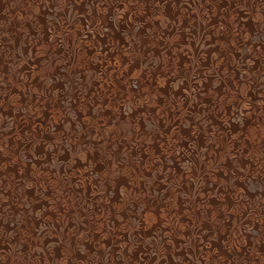 Elegant Floral Pattern with Rich Brown Tones and Intricate Details