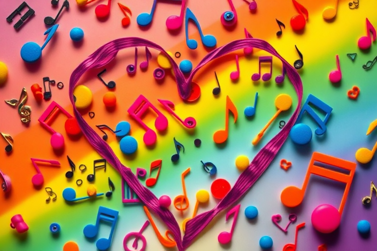 Colorful Musical Notes and Heart Shape Celebrating the Joy of Music