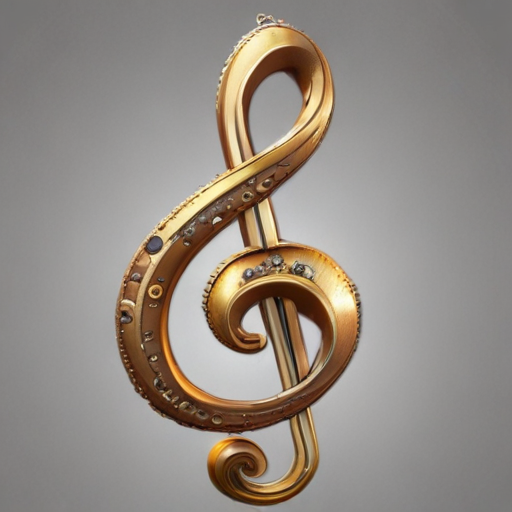 Elegant Golden Treble Clef Adorned with Sparkling Gemstones and Curves