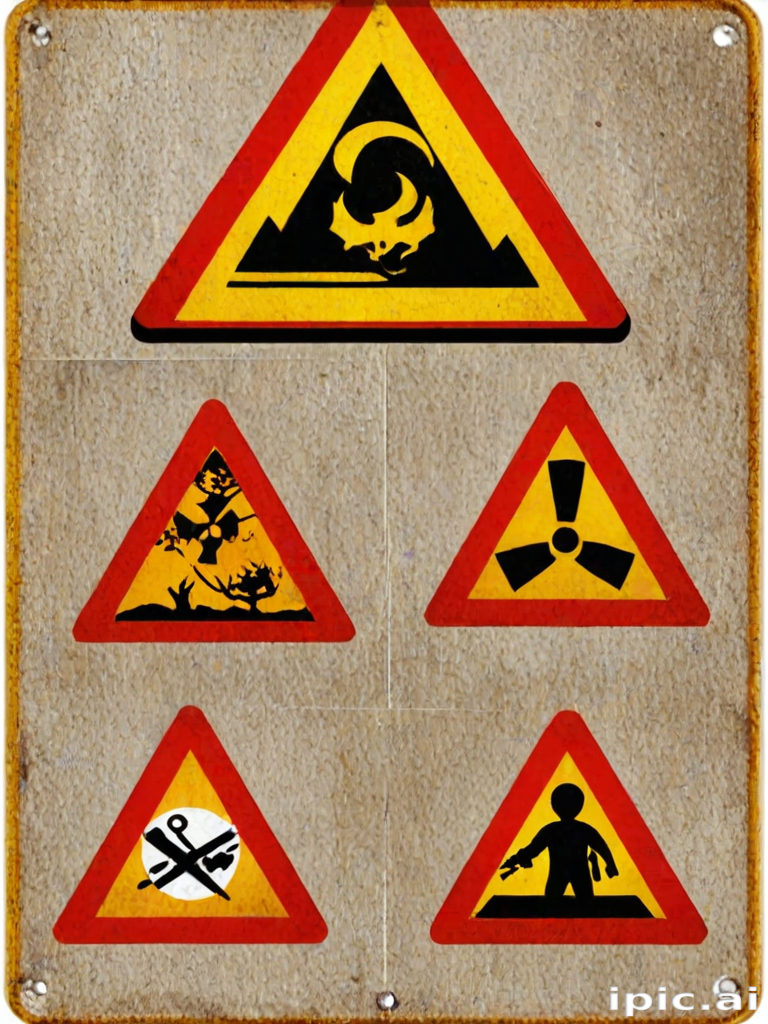 Warning Signs Indicating Various Hazards: Caution for Safety Awareness