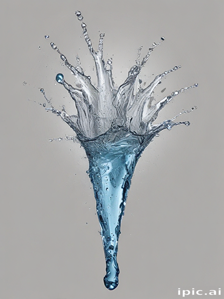 Dynamic Splash of Water Creating Intricate Patterns Against a Soft Gray ...