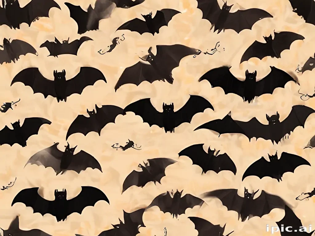 Whimsical Pattern of Bats Flying Across a Soft Beige Background