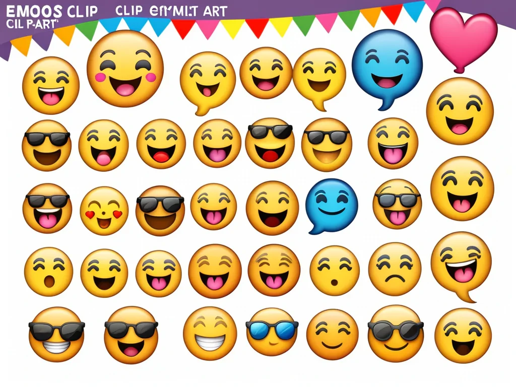 Colorful Collection of Fun and Expressive Emoji Faces for Creative Use