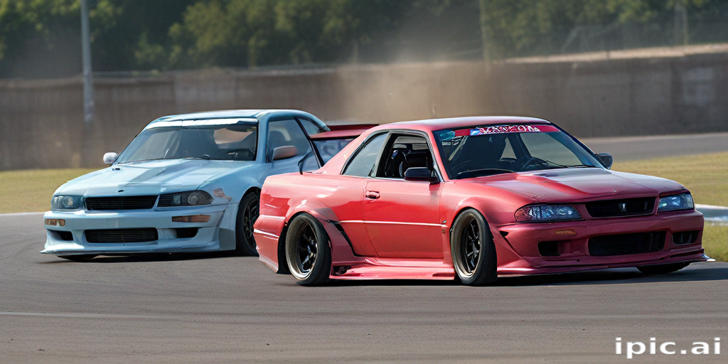 Two High-Performance Race Cars Compete on a Sunny Track Day