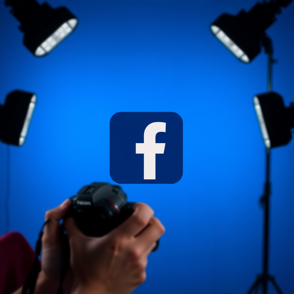 Create a high-resolution image of the Facebook logo, centered with a ...