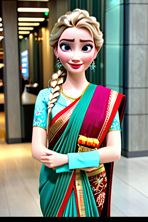 Elsa and Anna hugs together in saree indian smile to airport frozen ...