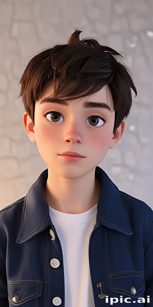Realistic Animated Character Portrait of a Young Boy with Short Hair