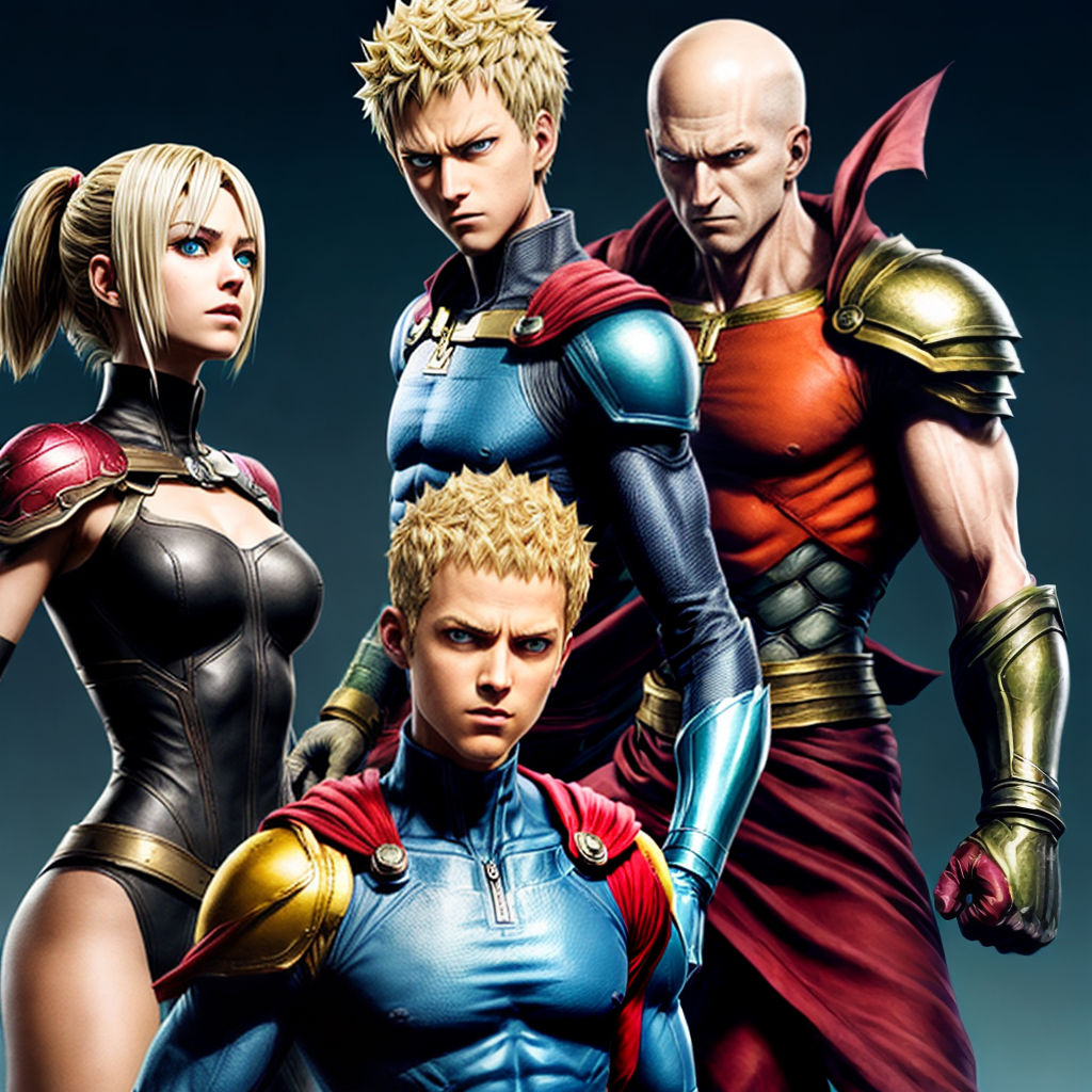 Garou de one punch Man segurando faye de god of War