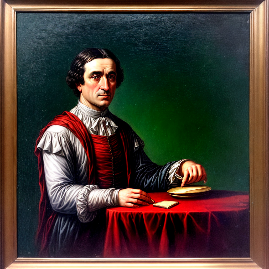 antique painting Of a sad philosopher