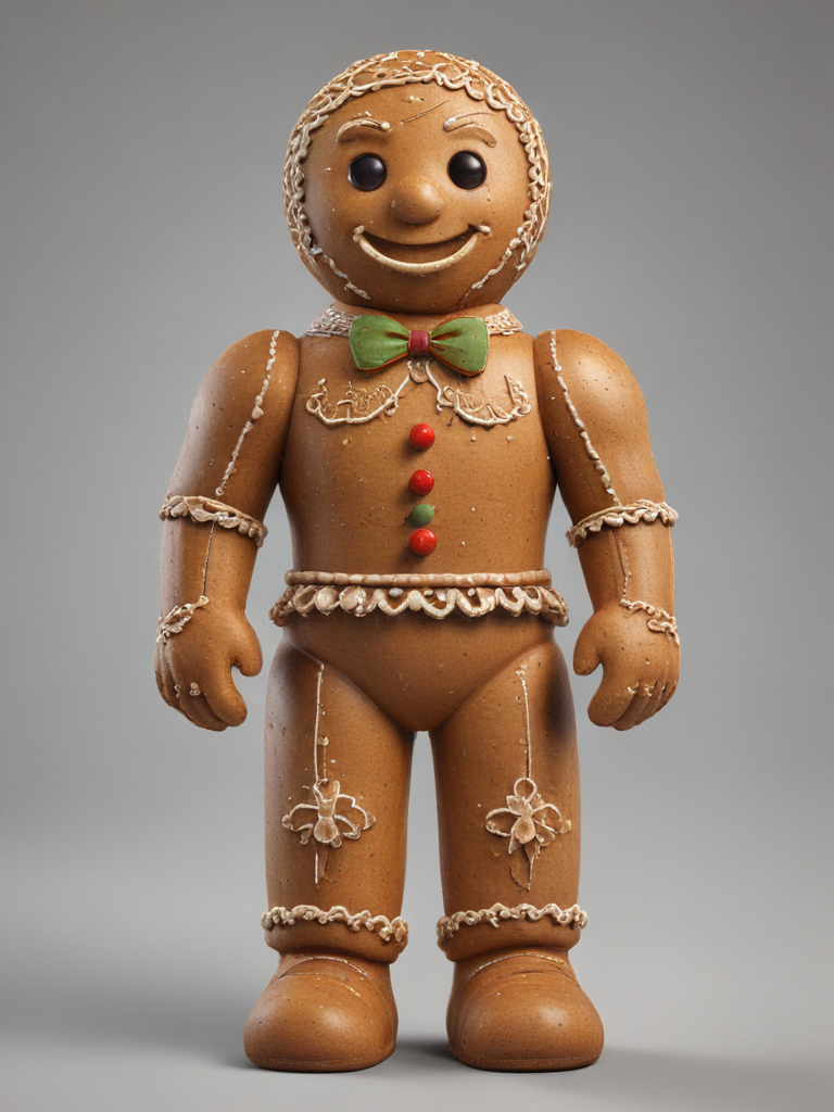 Delightful Gingerbread Man Figurine with Icing Details and Cheerful Smile