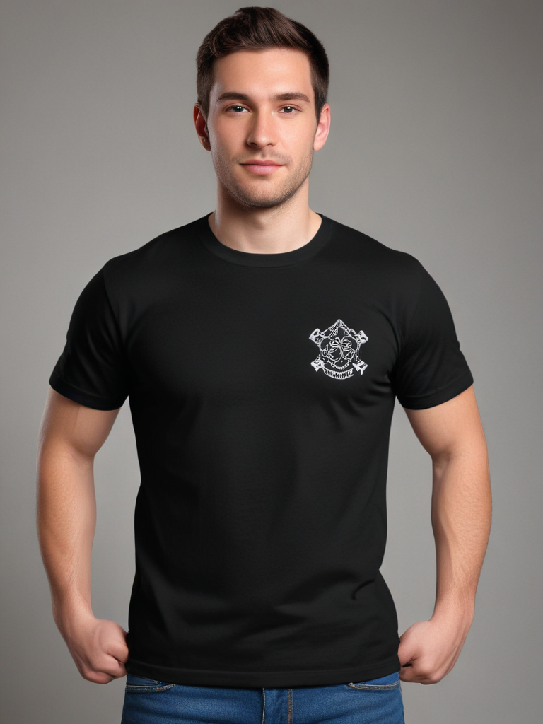 Stylish Black T-Shirt Featuring a Unique Graphic Design for Modern Wear