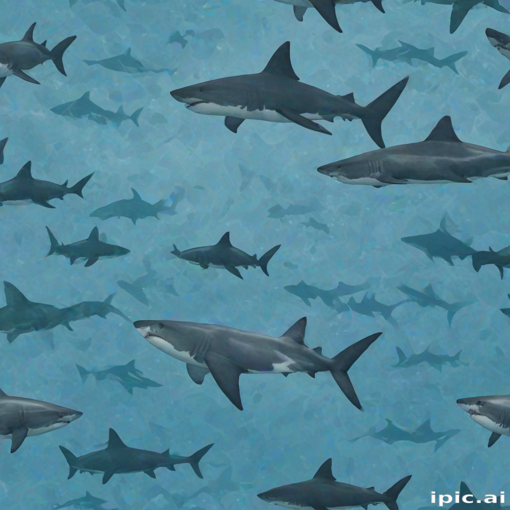 Underwater Scene Featuring a School of Sharks Swimming Gracefully Together
