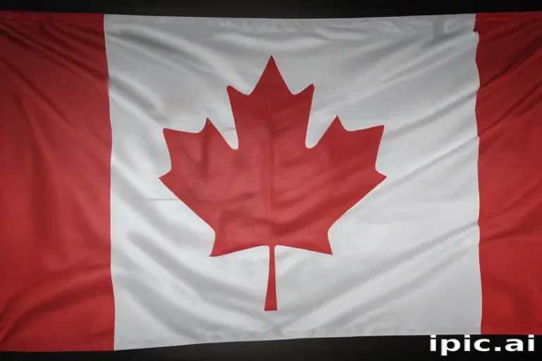 Vibrant Canadian Flag Featuring Iconic Red Maple Leaf on White Background