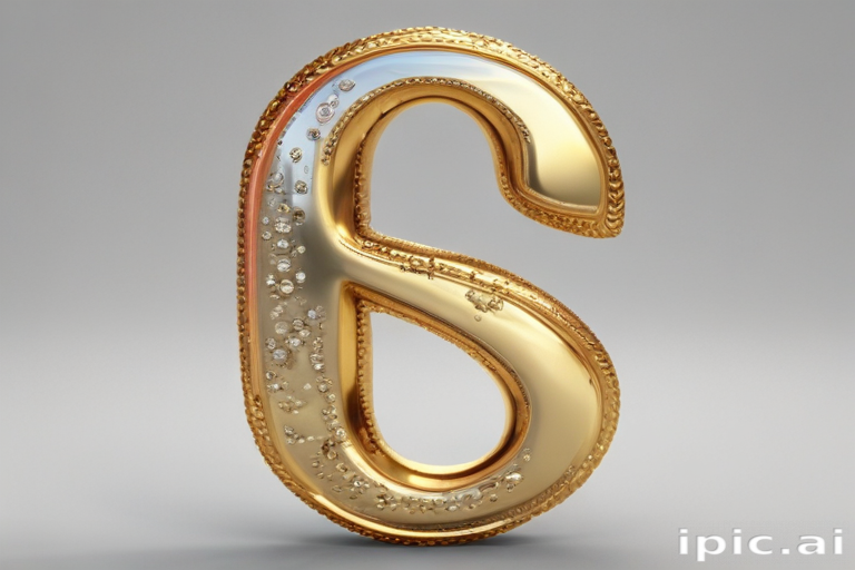 Elegant Golden Number Six Decorated with Sparkling Gems and Shine