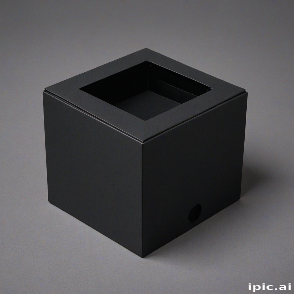 Minimalist Black Square Box with Open Top and Side Hole Design