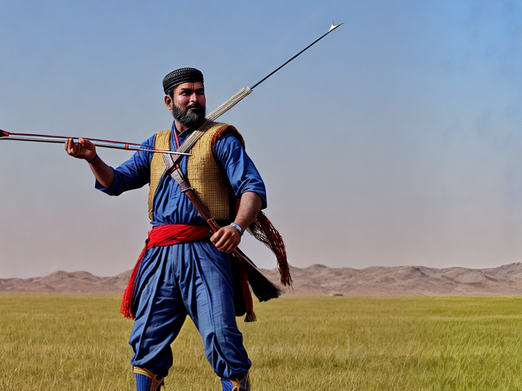 Muslim archer carrying bow