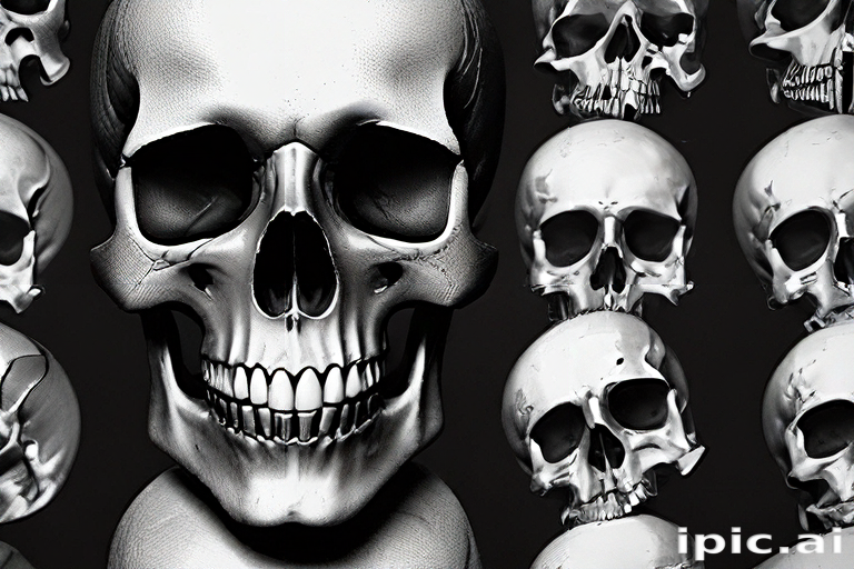 Intricate Collection of Realistic Skulls Displayed Against a Dark ...