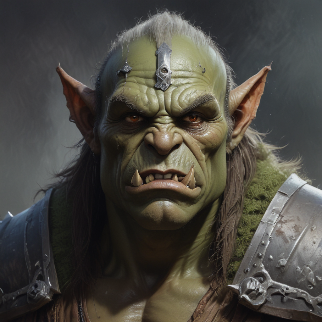 Realistic sci-fi painting of orcish oriflamme