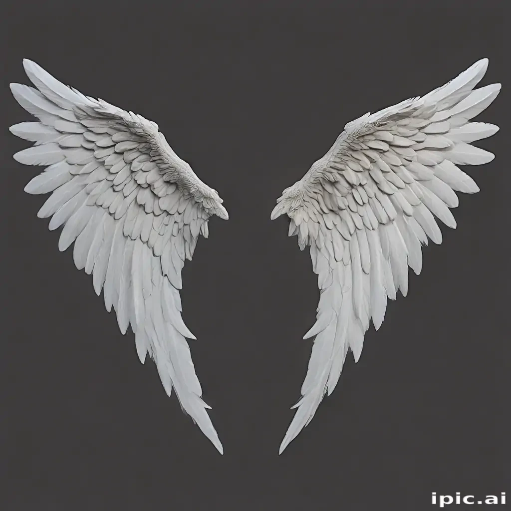 Stunningly Detailed White Angel Wings with Intricate Feather Patterns ...
