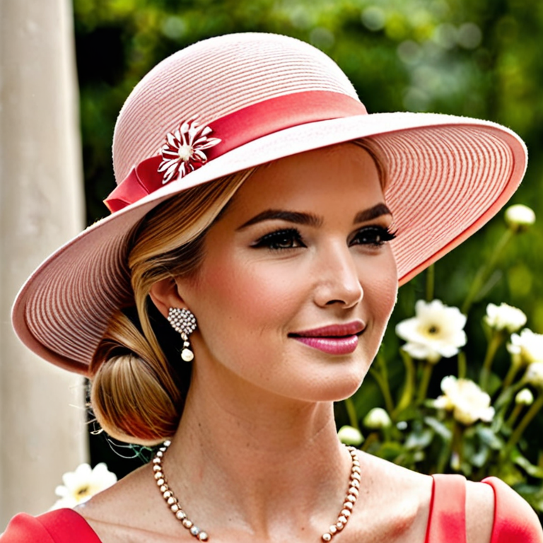 Ivanka Trump elegant hat garden party
