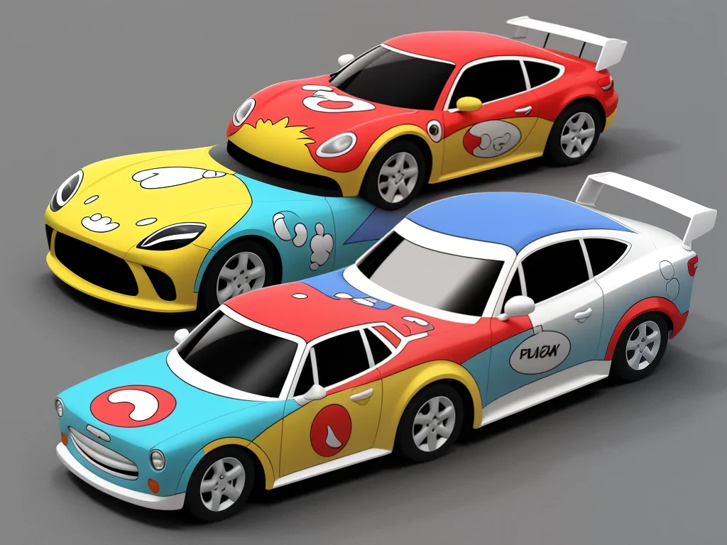Colorful Cartoon-Inspired Race Cars in a Fun, Playful Display