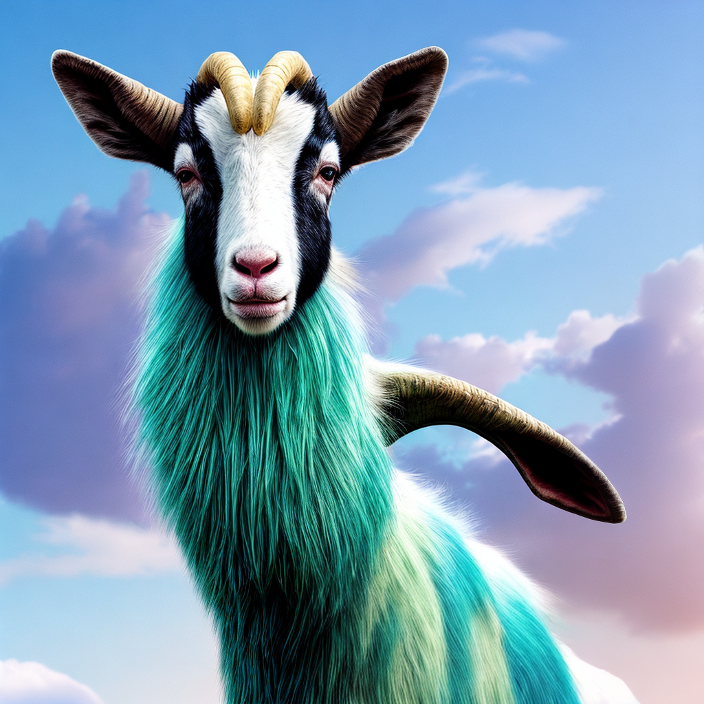 Futuristic goat dj, white cyan, profile pic
