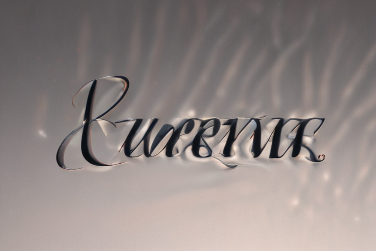 Elegant and Fluid Calligraphy Reflecting Light on a Subtle Background