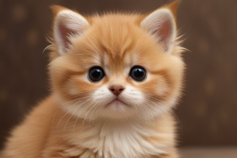 A Cute Orange Kitten Staring Adorably with Big Round Eyes.