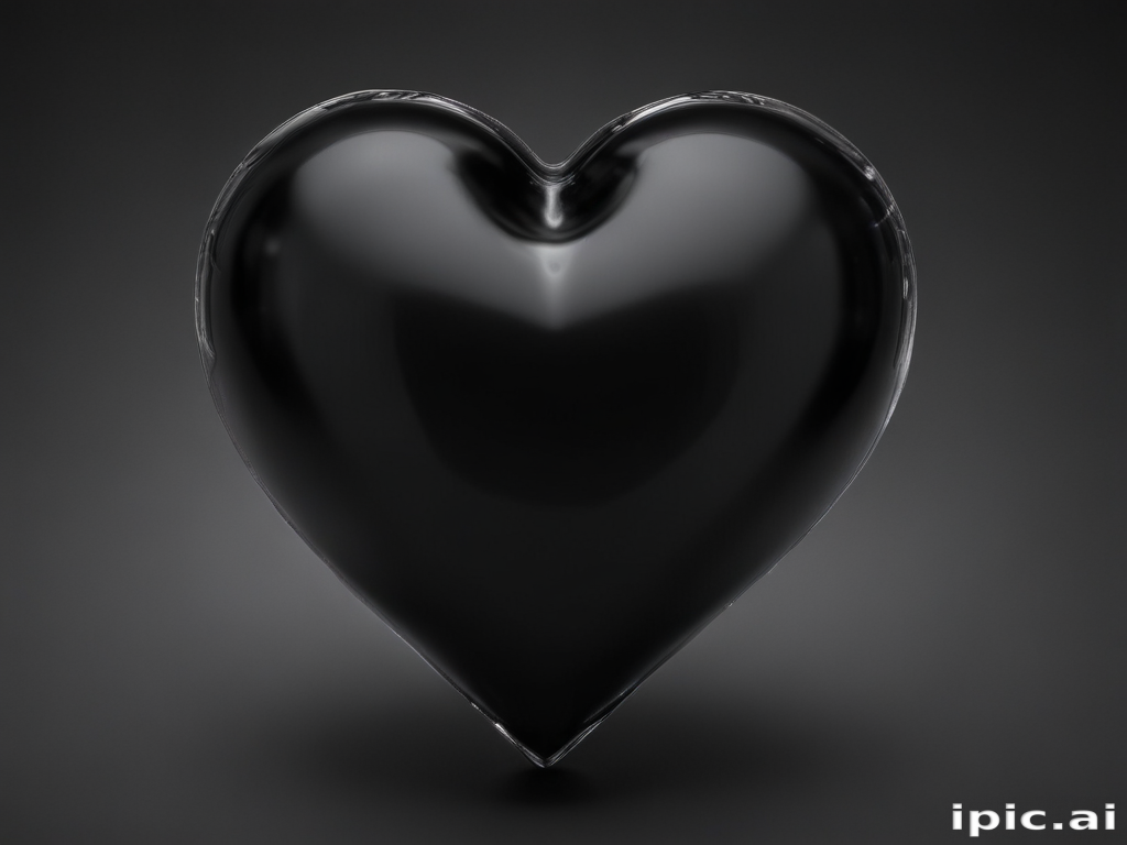 A Shiny Black Heart Sculpture Against a Dark Background for Artistic ...