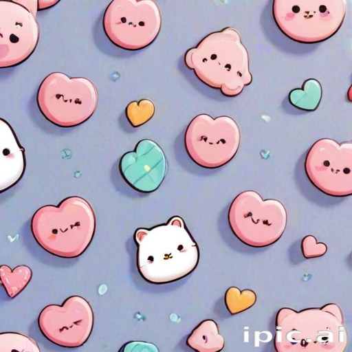 A Colorful Collection of Cute Cartoon Hearts and Adorable Characters.