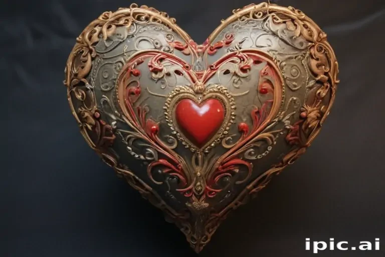 Intricately Designed Heart-Shaped Box Adorned with Elegant Floral Patterns