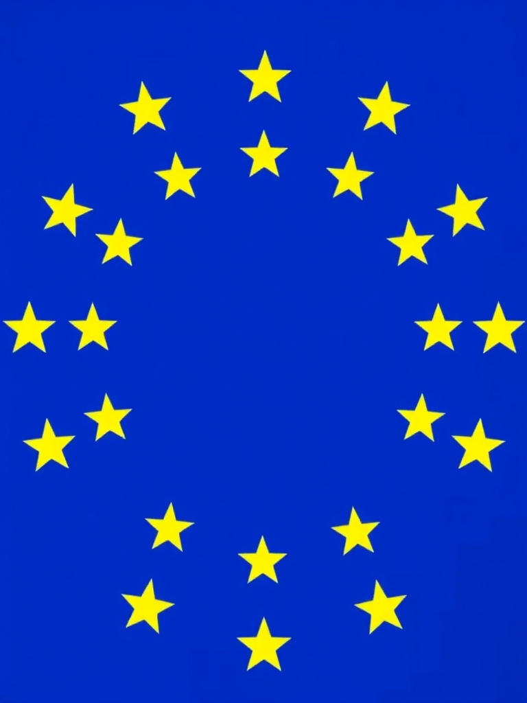 Create an image of the European Union flag with a bright blue ...
