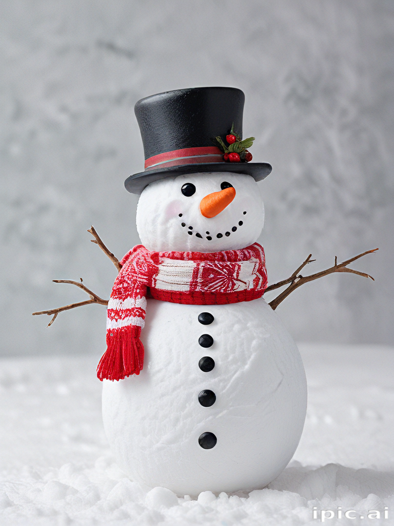 Charming Snowman Wearing a Hat and Scarf in Winter Wonderland