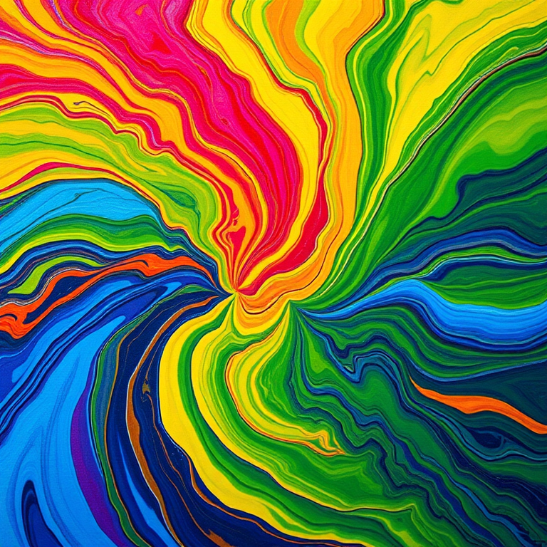 Vibrant Swirls of Color Creating an Energetic and Lively Abstract Design
