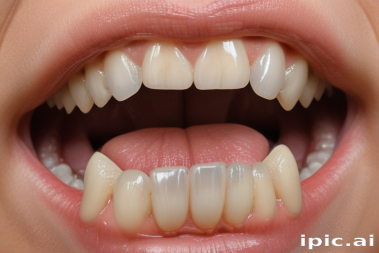 Close-Up of a Mouth Displaying Perfectly Aligned and White Teeth.