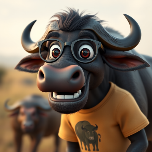 Majestic Brown Bison Staring Directly at the Viewer with Intensity.