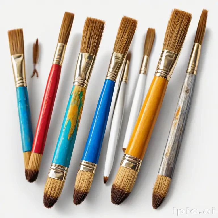 A Colorful Collection of Artistic Paintbrushes Lined Up for Creative Use.