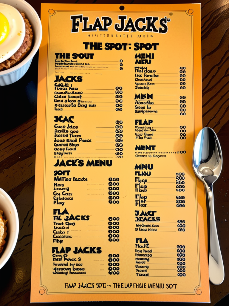 Flap Jacks Menu Featuring Breakfast and Lunch Options at The Spot