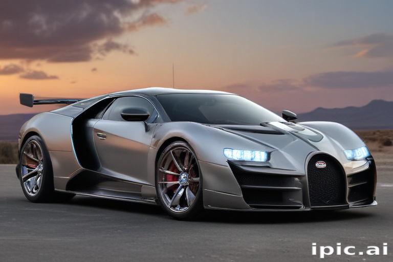 Stunning Silver Bugatti Chiron with Sleek Design and Dynamic Features