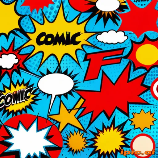 Colorful Comic Book Style Background with Explosive Speech Bubbles and ...