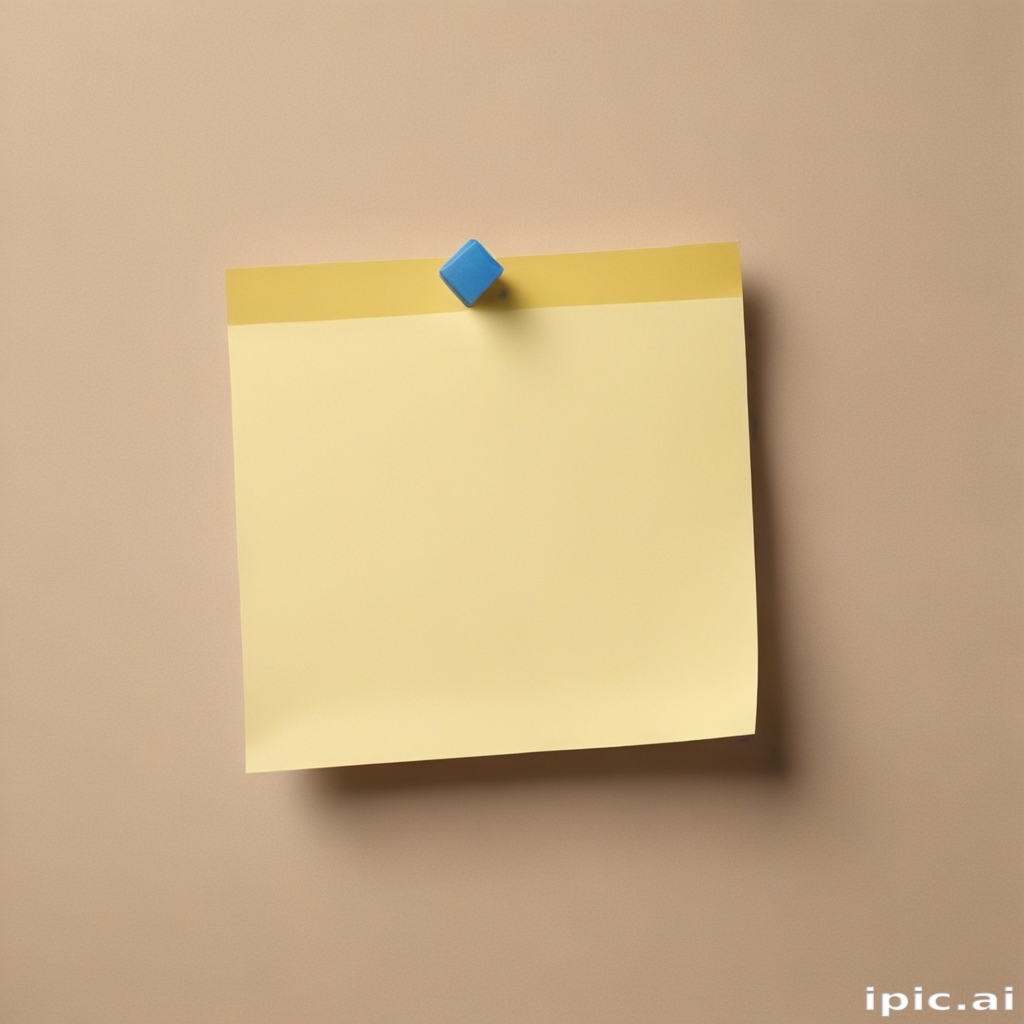 Blank Sticky Note with Blue Push Pin on a Neutral Background