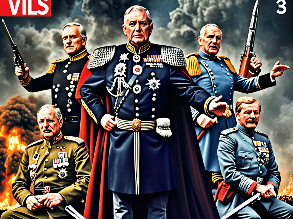 create an epic magazine cover featuring history's seven greatest generals