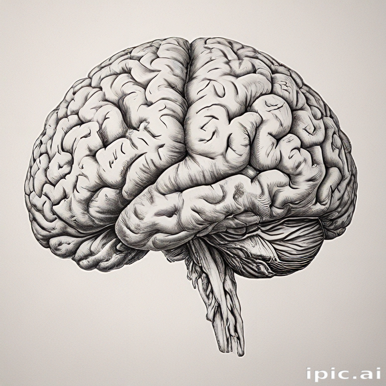 Intricate Illustration of a Human Brain Showcasing Detailed Anatomical ...