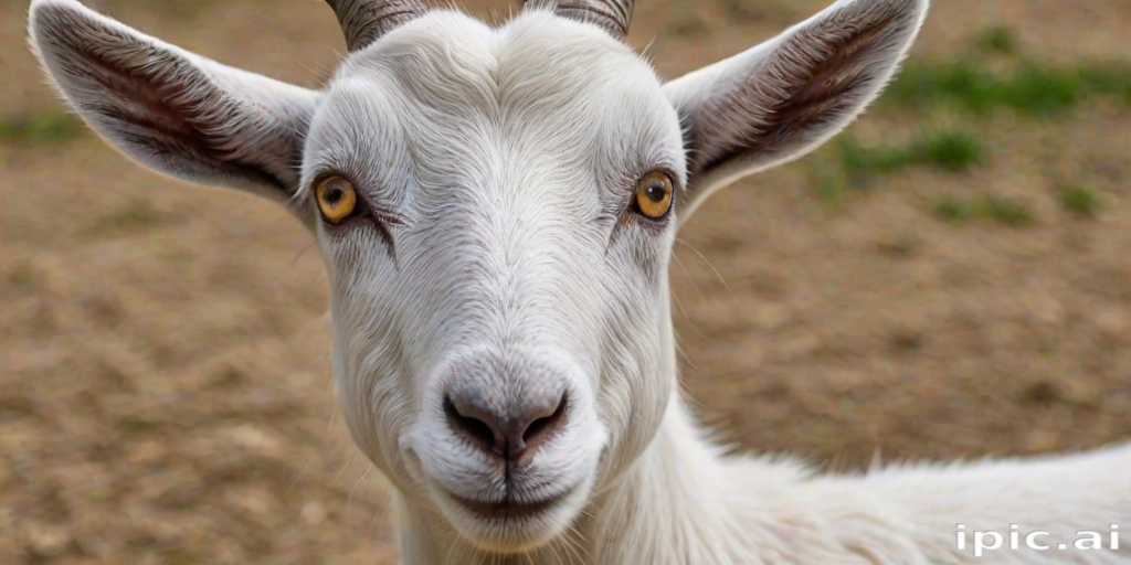 A Curious Goat with Striking Eyes in a Natural Outdoor Setting.