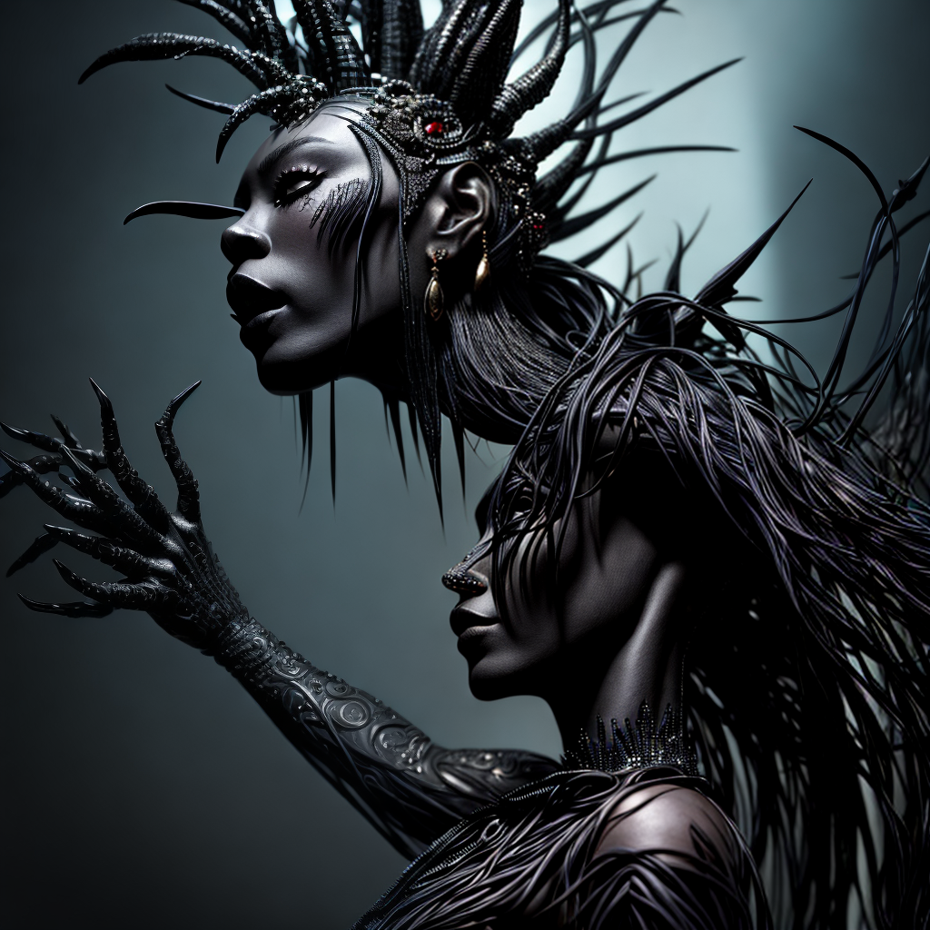 wide angle long shot masterpiece of a beautiful dark fantasy horror ...