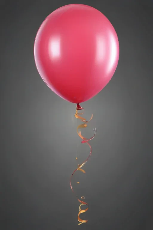 A Bright Pink Balloon with Colorful Streamers Against a Dark Background.