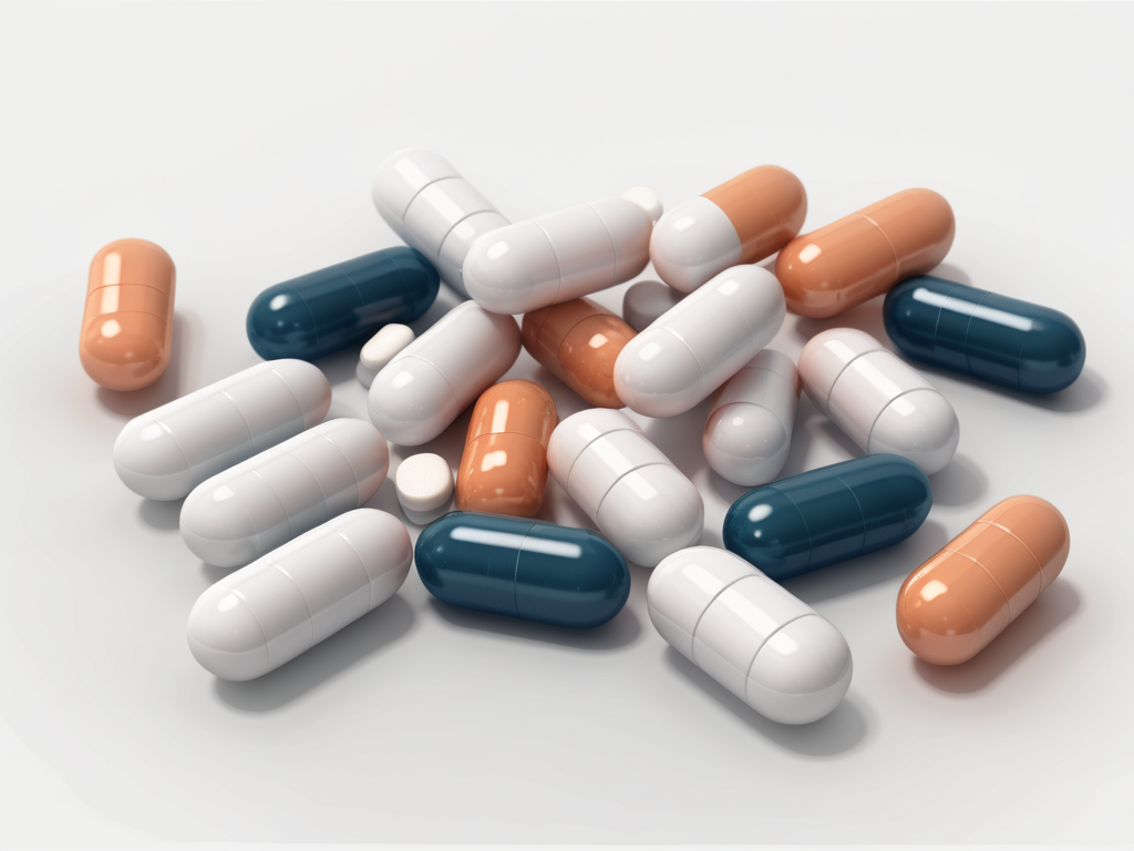 A Variety of Colorful Capsules and Pills Spread Across a White Surface.